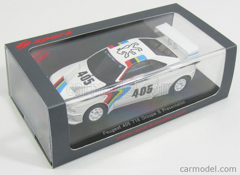 SPARK-MODEL S4875 Scale 1/43 | PEUGEOT 405 T16 Gr.S PRESENTATION 1989 WHITE