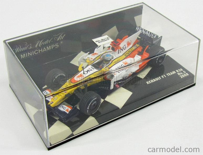 MINICHAMPS 400080005 Scale 1/43 | RENAULT F1 R28 N 5 SEASON 2008 F.ALONSO YELLOW WHITE ORANGE