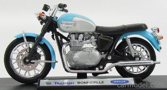 WELLY 19660- Echelle 1/18 | TRIUMPH BONNEVILLE 2002 LIGHT BLUE SILVER