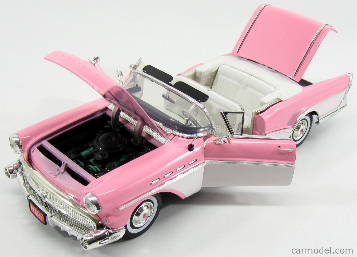 MOTOR-MAX 73152PINK Scala 1/18 | BUICK ROADMASTER CABRIOLET 1957 PINK WHITE