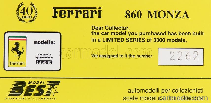 BEST-MODEL PR09PROM Escala 1/43 | FERRARI 860 MONZA 40th ANNIVERSARY ...