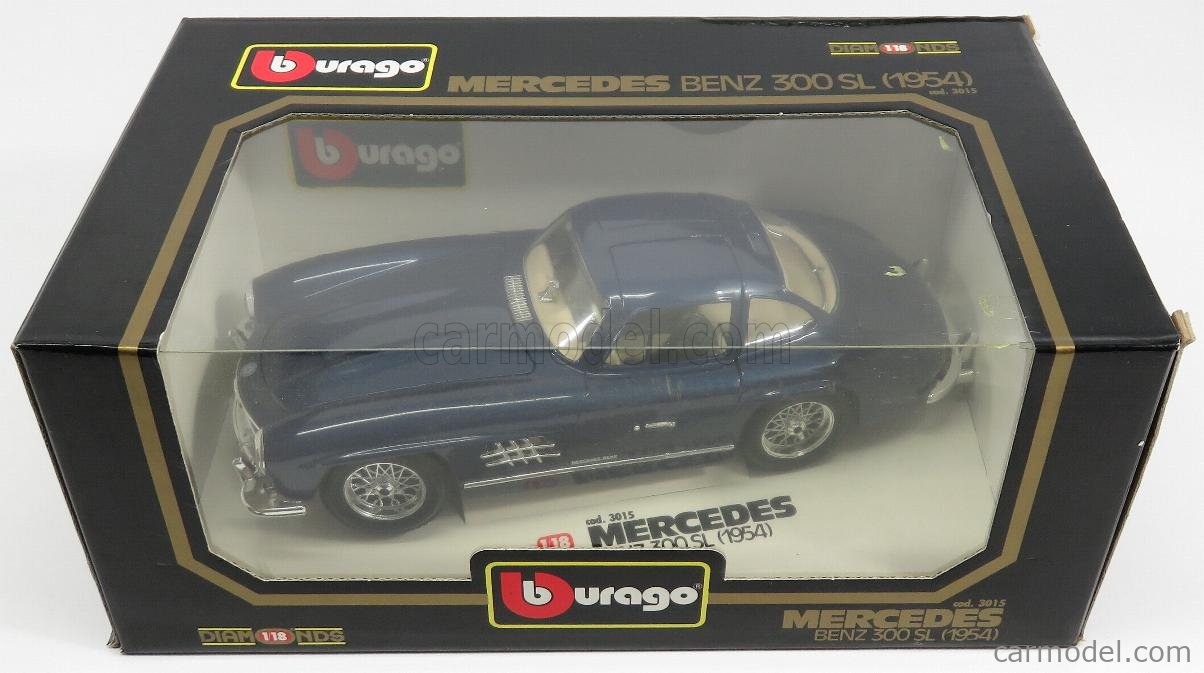 BURAGO 3015 Escala 1/18 | MERCEDES BENZ 300SL COUPE (W198) 1954 BLUE MET