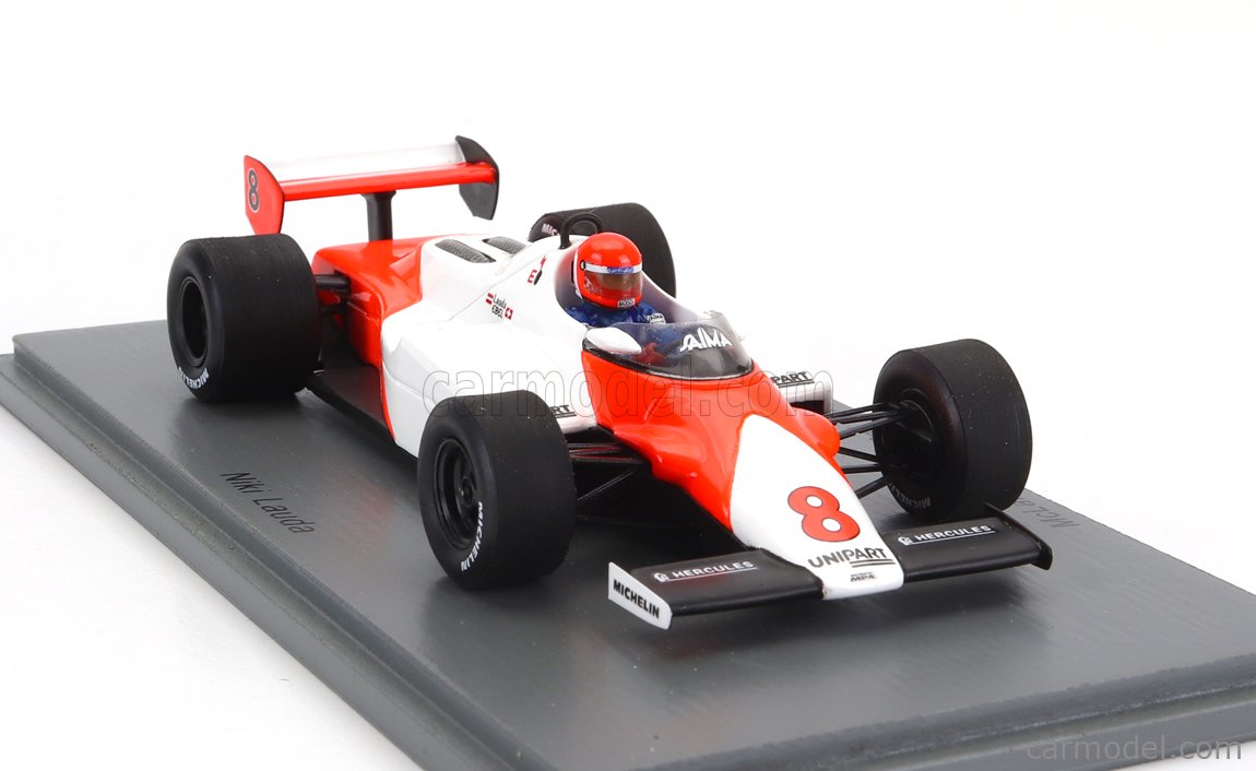 SPARK-MODEL S4842 Scale 1/43 | McLAREN F1 MP4/1C N 8 2nd LONG BEACH GP 1983 NIKI LAUDA WHITE RED