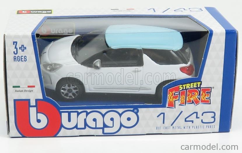 BURAGO 18-30256W Scale 1/43 | CITROEN DS3 2010 WHITE LIGHT BLUE