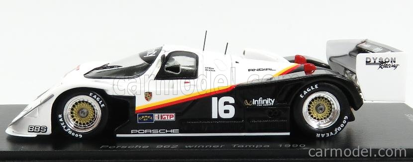 SPARK-MODEL US032 Scale 1/43 | PORSCHE 962C N 16 WINNER TAMPA 1990 J.WEAVER WHITE BLACK