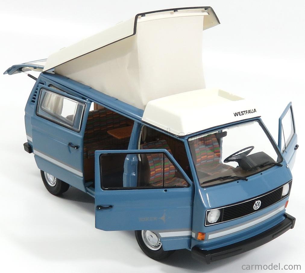 SCHUCO 03870 Scale 1/18 | VOLKSWAGEN T3a WESTFALIA JOKER CAMPER 1979 LIGHT BLUE WHITE