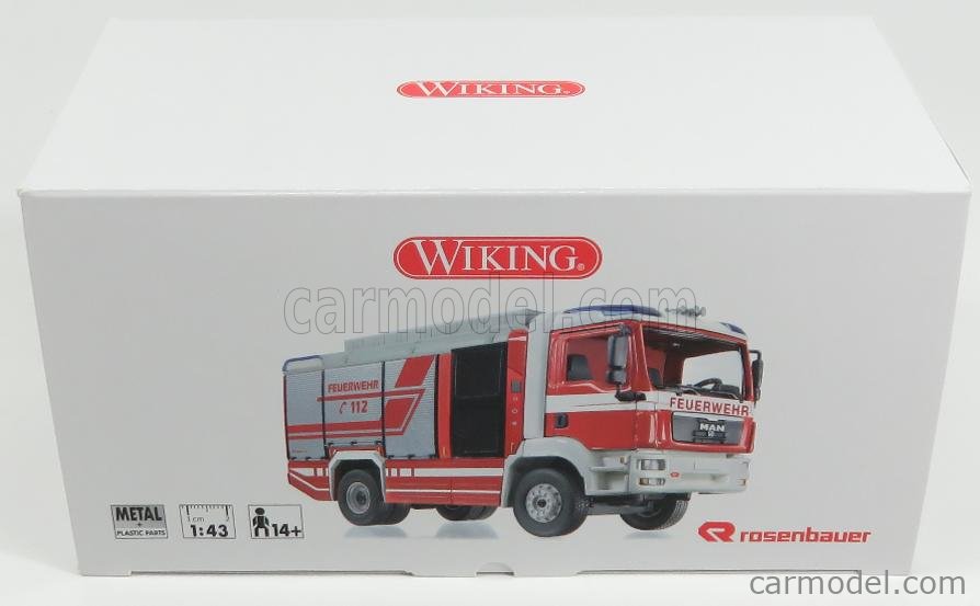 WIKING 7497 Scale 1/43 | MAN 16T TRUCK FIRE ENGINE FEUERWEHR 2003 RED ...
