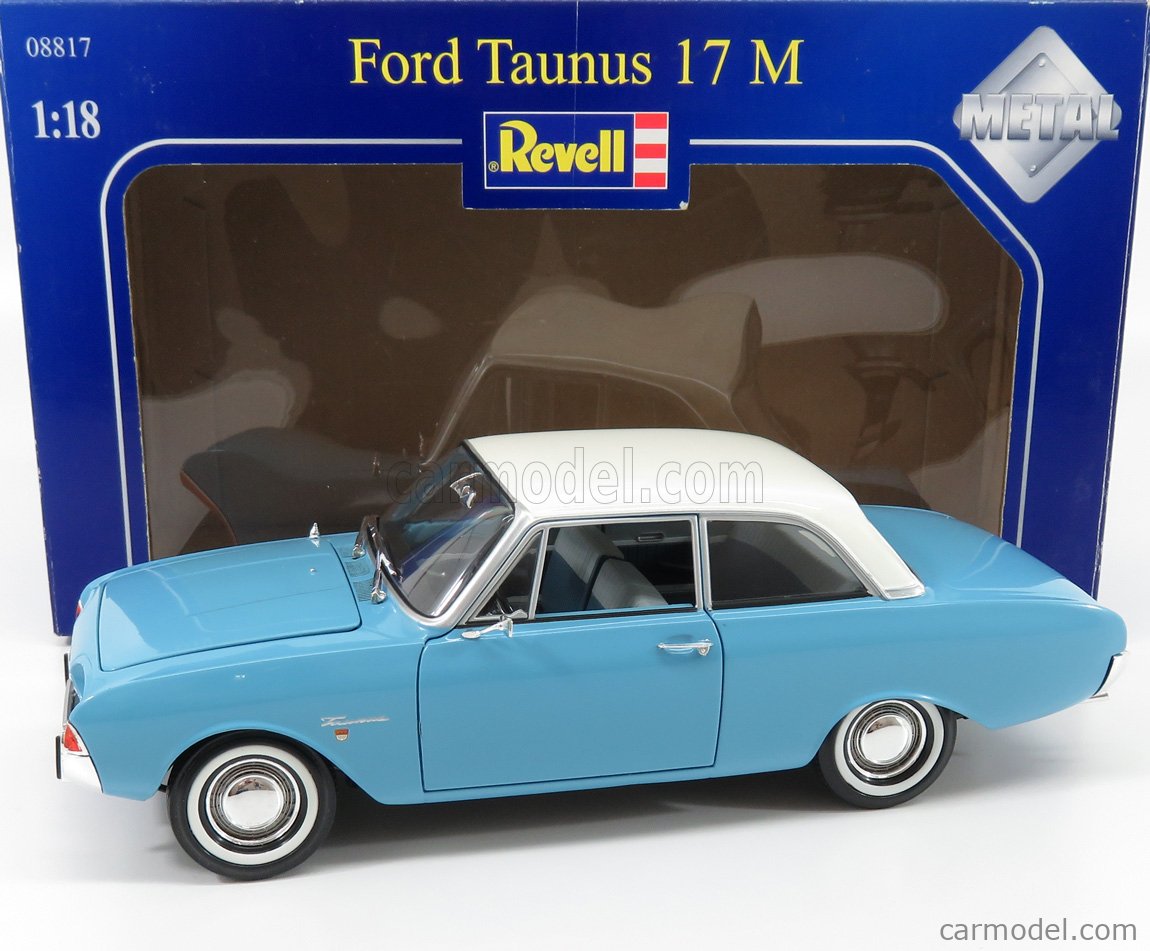 REVELL 08817 Scale 1/18 | FORD ENGLAND TAUNUS 17M LIGHT BLUE WHITE