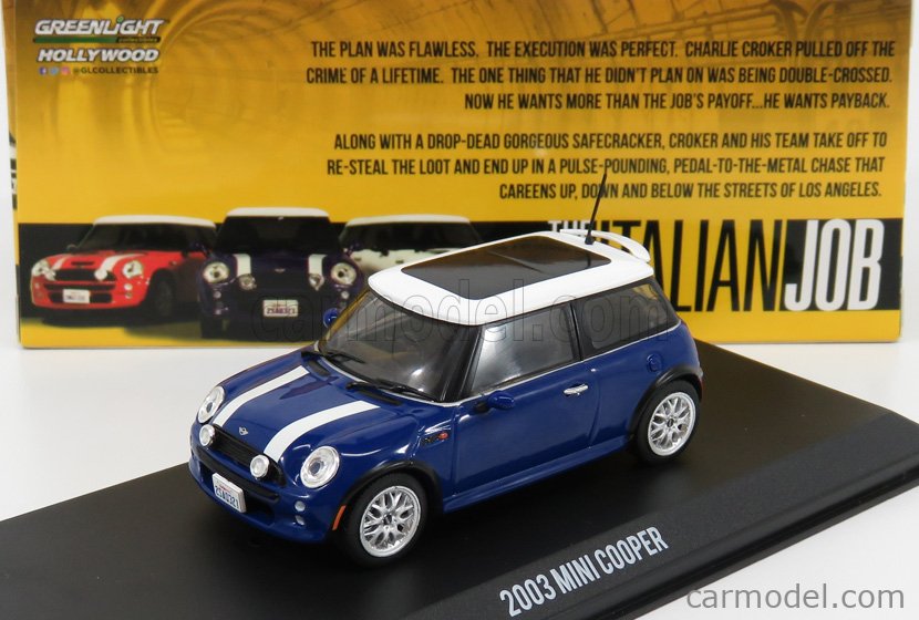 GREENLIGHT 86546 Scale 1/43 | MINI COOPER 2003 - THE ITALIAN JOB BLUE WHITE