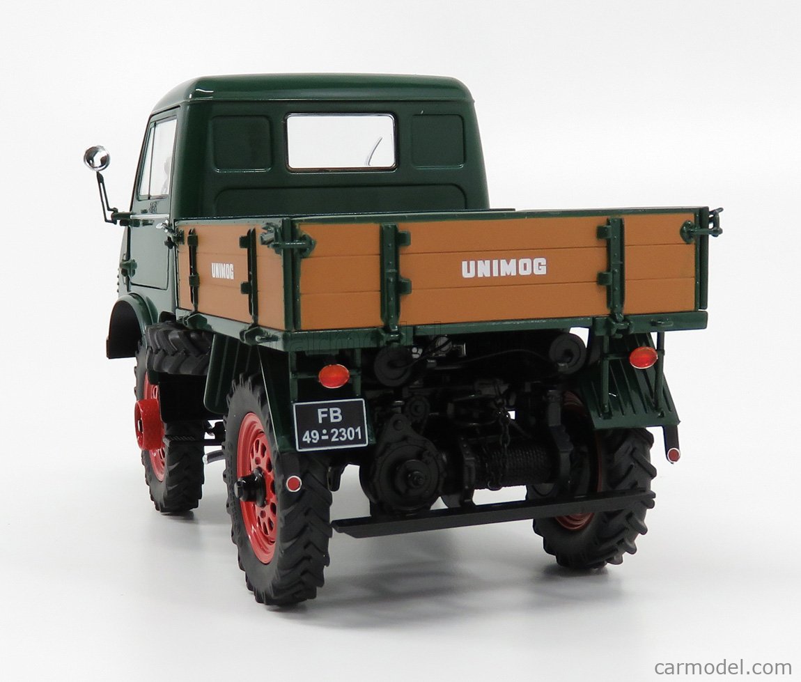 SCHUCO 450016700 Scale 1/18 | MERCEDES BENZ UNIMOG 401 PICK-UP 1953 GREEN WOOD