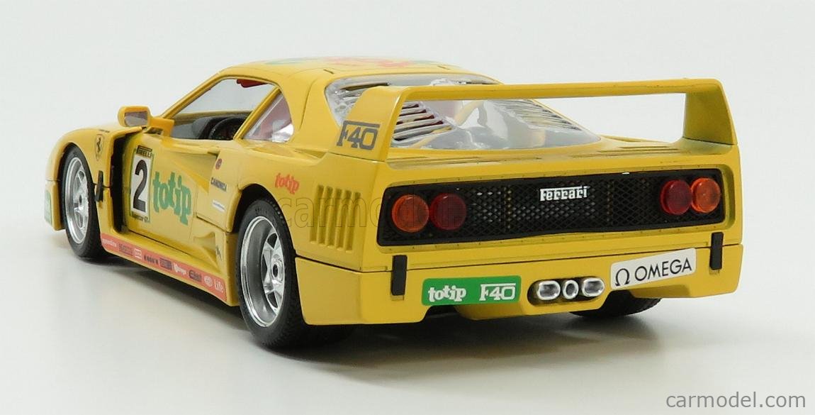 BURAGO 3022 Scale 1/18 | FERRARI F40 TOTIP N 2 RACING 1987 YELLOW