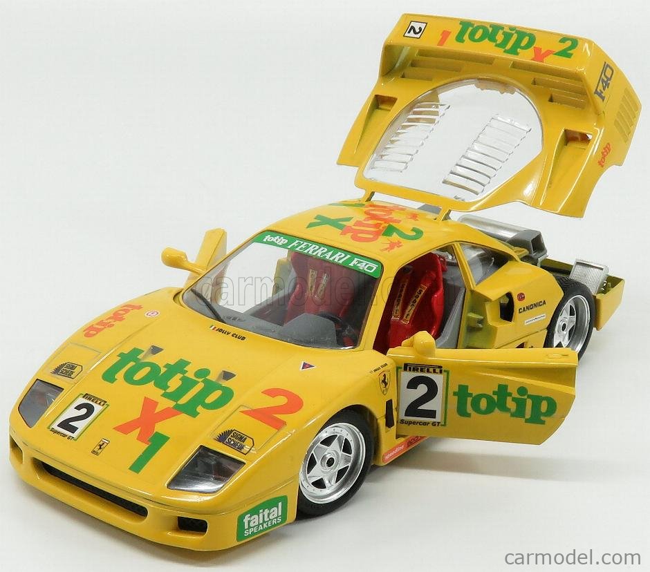 BURAGO 3022 Echelle 1/18 | FERRARI F40 TOTIP N 2 RACING 1987 YELLOW