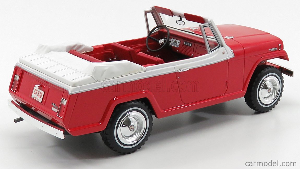 BoS-MODELS BOS340 Scale 1/18 | WILLYS JEEPSTER COMMANDO OPEN 1970 RED WHITE