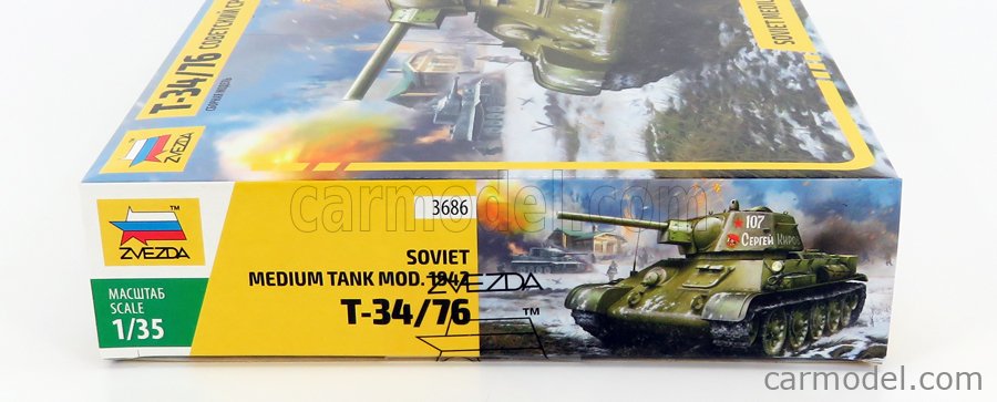 ZVEZDA 3686 Scale 1/35 | KAMPFPANZER T-34/76 TANK MILITARY 1942