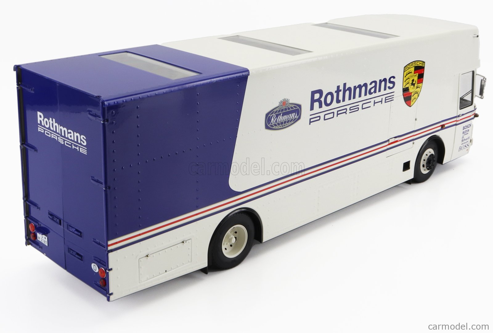 SCHUCO 450032800 Escala 1/18 | MERCEDES BENZ O317 TRUCK CAR TRANSPORTER PORSCHE ROTHMANS 1984 ...