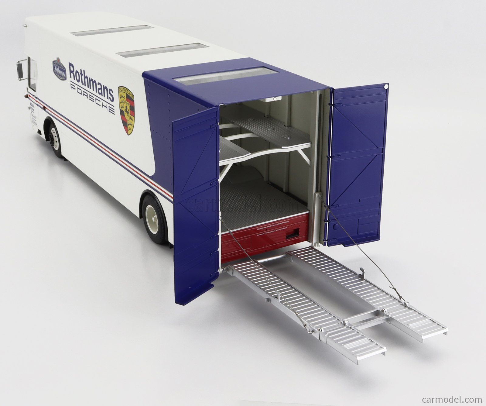 SCHUCO 450032800 Scale 1/18 | MERCEDES BENZ O317 TRUCK CAR TRANSPORTER PORSCHE ROTHMANS 1984 ...