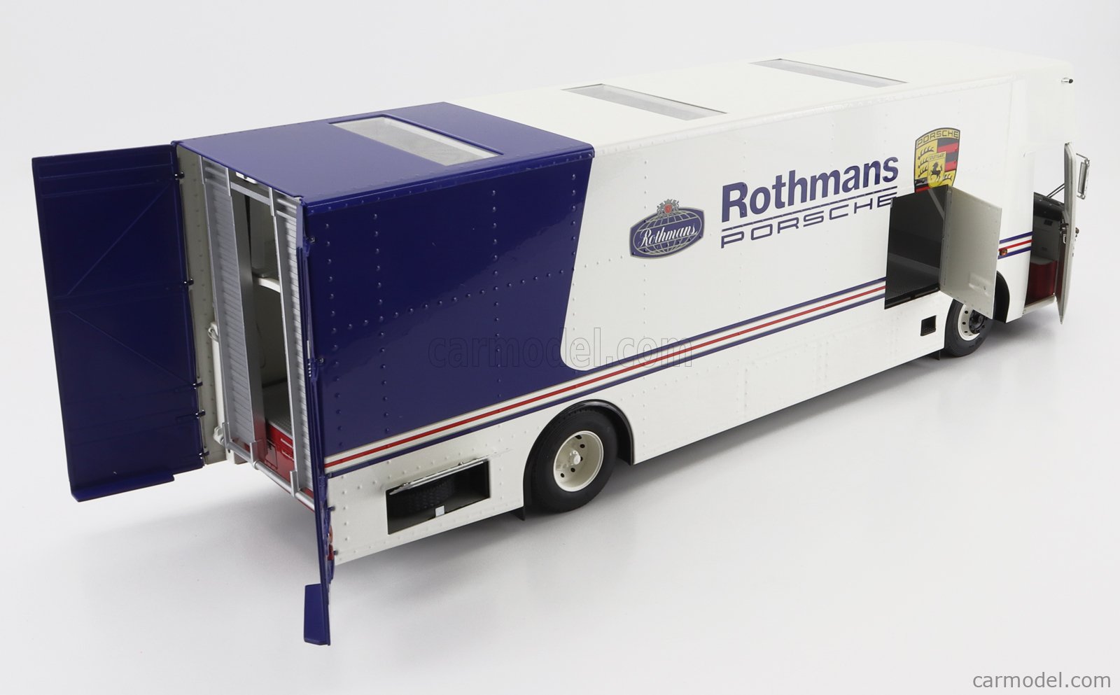 SCHUCO 450032800 Scale 1/18 | MERCEDES BENZ O317 TRUCK CAR TRANSPORTER PORSCHE ROTHMANS 1984 ...