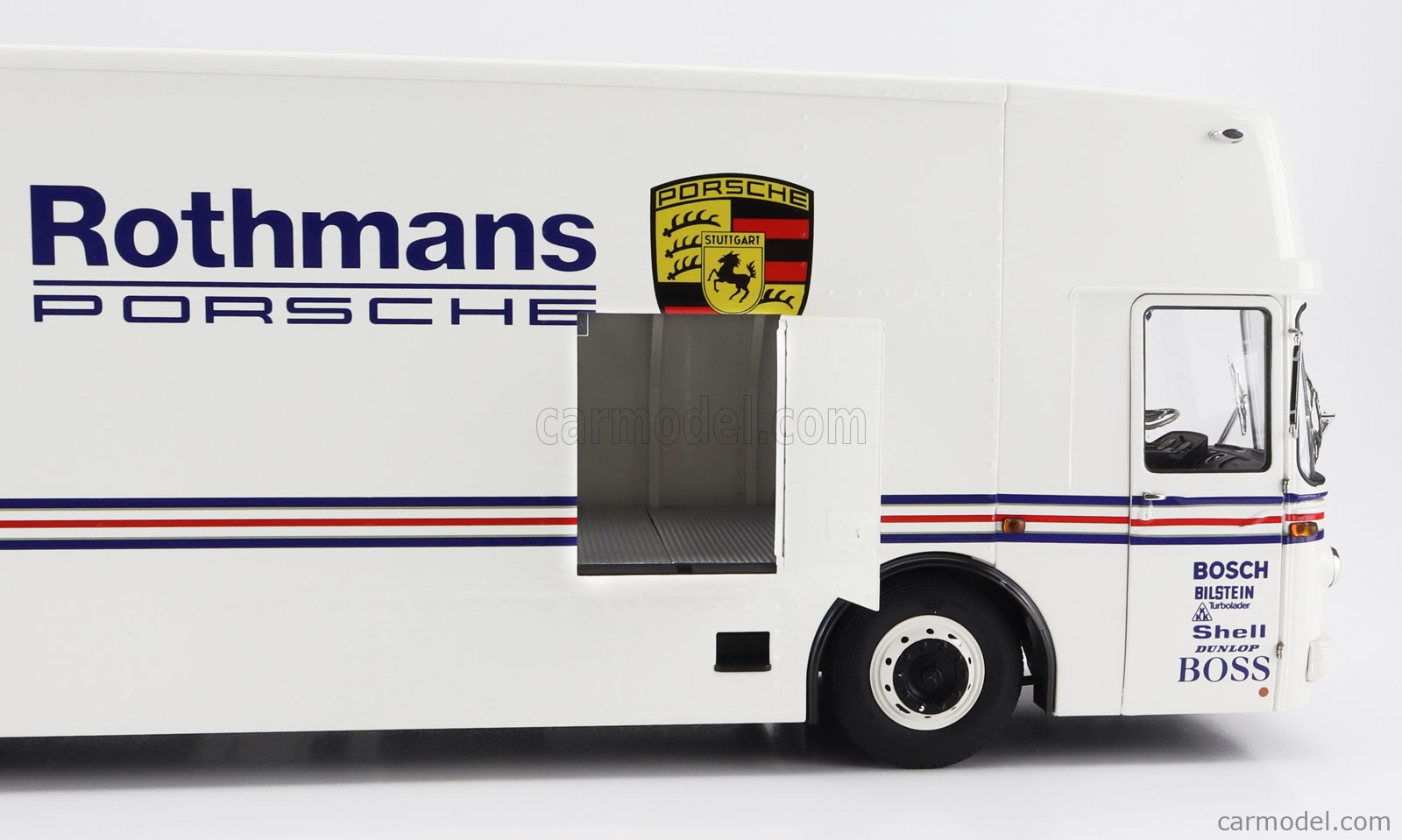 SCHUCO 450032800 Scale 1/18 | MERCEDES BENZ O317 TRUCK CAR TRANSPORTER PORSCHE ROTHMANS 1984 ...