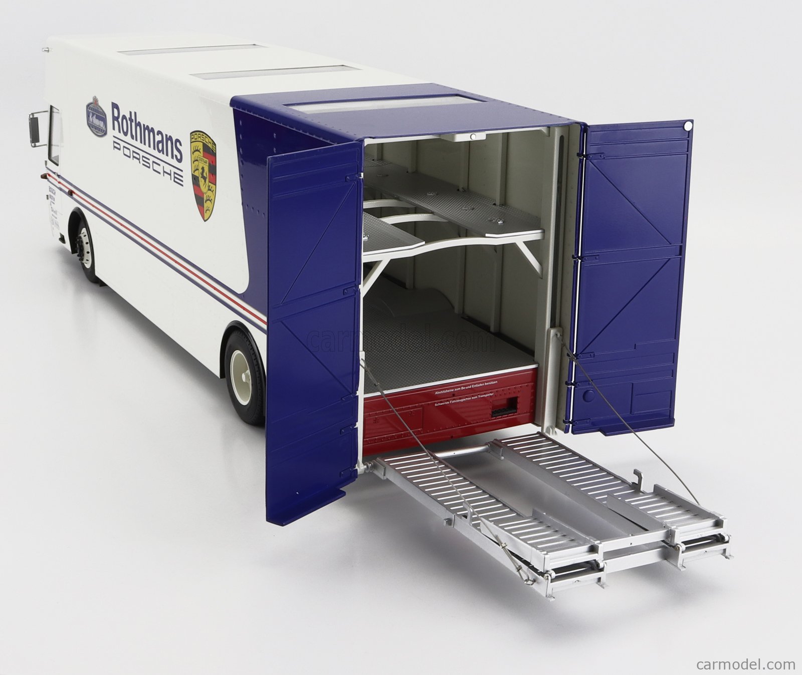 SCHUCO 450032800 Scale 1/18 | MERCEDES BENZ O317 TRUCK CAR TRANSPORTER PORSCHE ROTHMANS 1984 ...