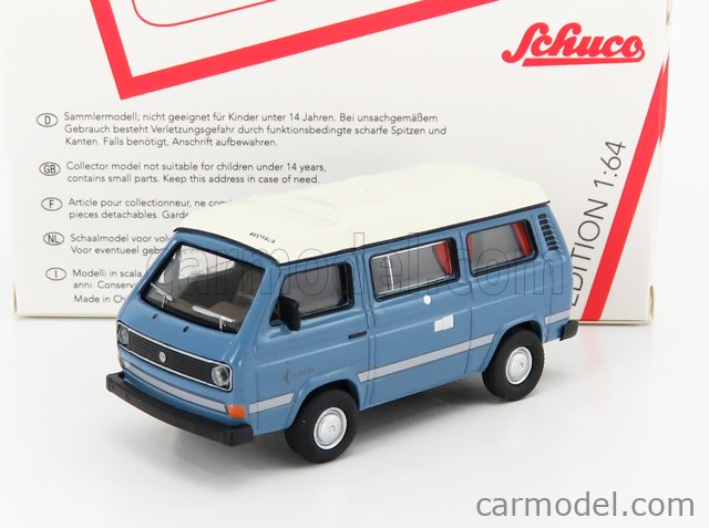 SCHUCO 452022000 Scale 1/64 | VOLKSWAGEN T3a WESTFALIA JOKER CAMPER 1979 LIGHT BLUE WHITE