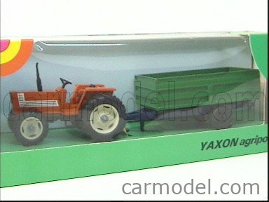 YAXON 73 Scale 1/43 | FIAT TRACTOR 880 WITH TWO-WHEELED TRAILER ORANGE ...