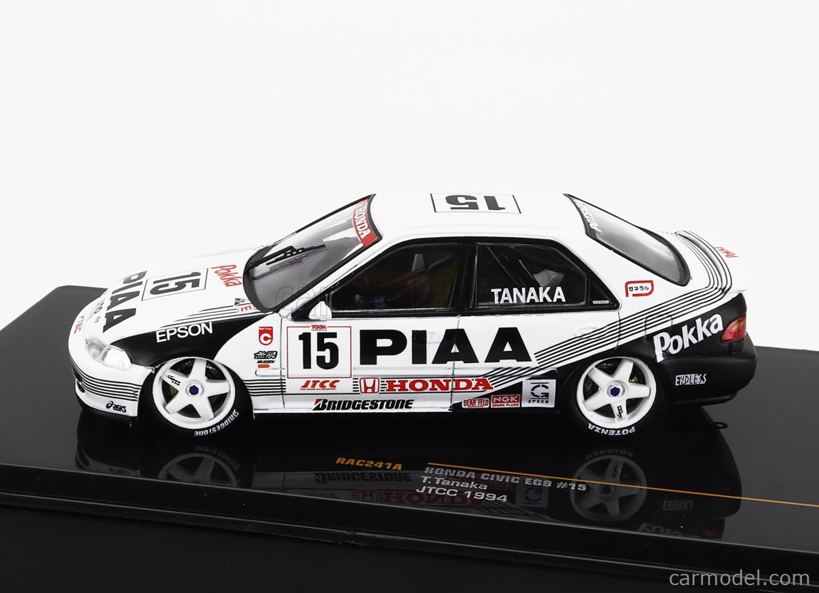 IXO-MODELS RAC241 Scale 1/43 | HONDA CIVIC EG9 PIAA N 15 JTCC SEASON 1994 T.TANAKA WHITE