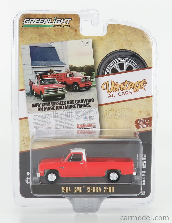 GREENLIGHT 39060F Escala 1/64 | GMC SIERRA 2500 PICK-UP 1984 RED WHITE