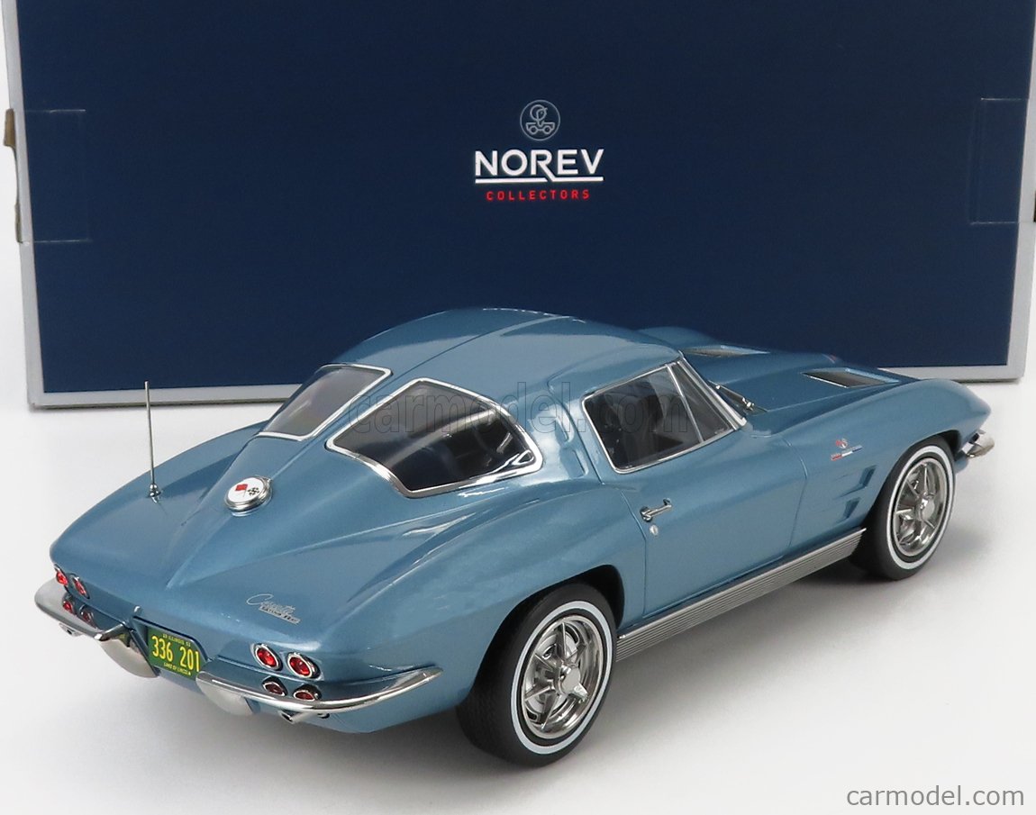 NOREV 189050 Echelle 1/18 | CHEVROLET CORVETTE STINGRAY COUPE 1963 BLUE MET