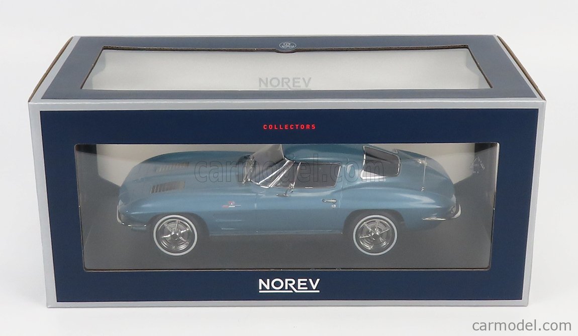 NOREV 189050 Scale 1/18 | CHEVROLET CORVETTE STINGRAY COUPE 1963 BLUE MET