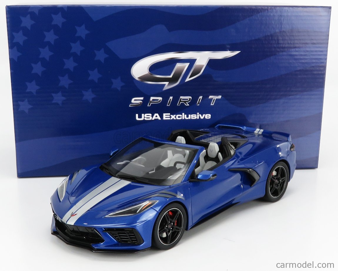 GT-SPIRIT US033 Scale 1/18 | CHEVROLET C8 SPIDER STINGRAY 2021 BLUE MET
