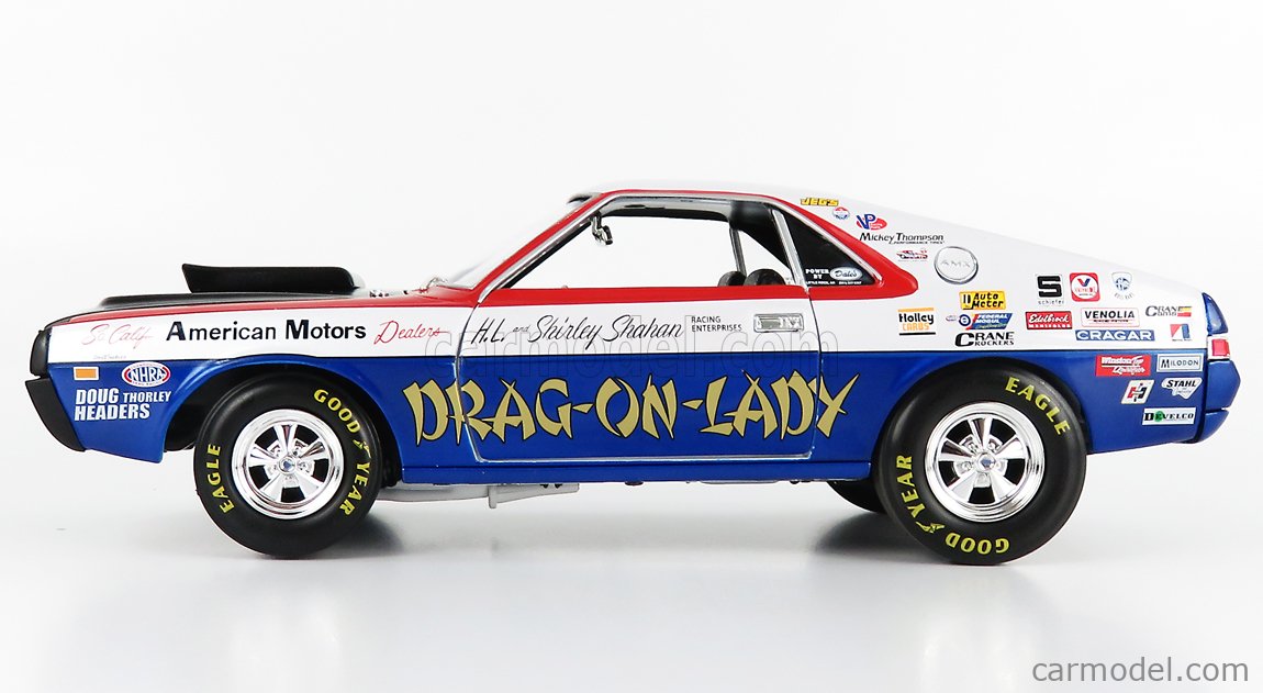 AUTOWORLD AW267/06 Scale 1/18 | AMC AMX DRAG-ON-LADY 1969 WHITE RED BLUE