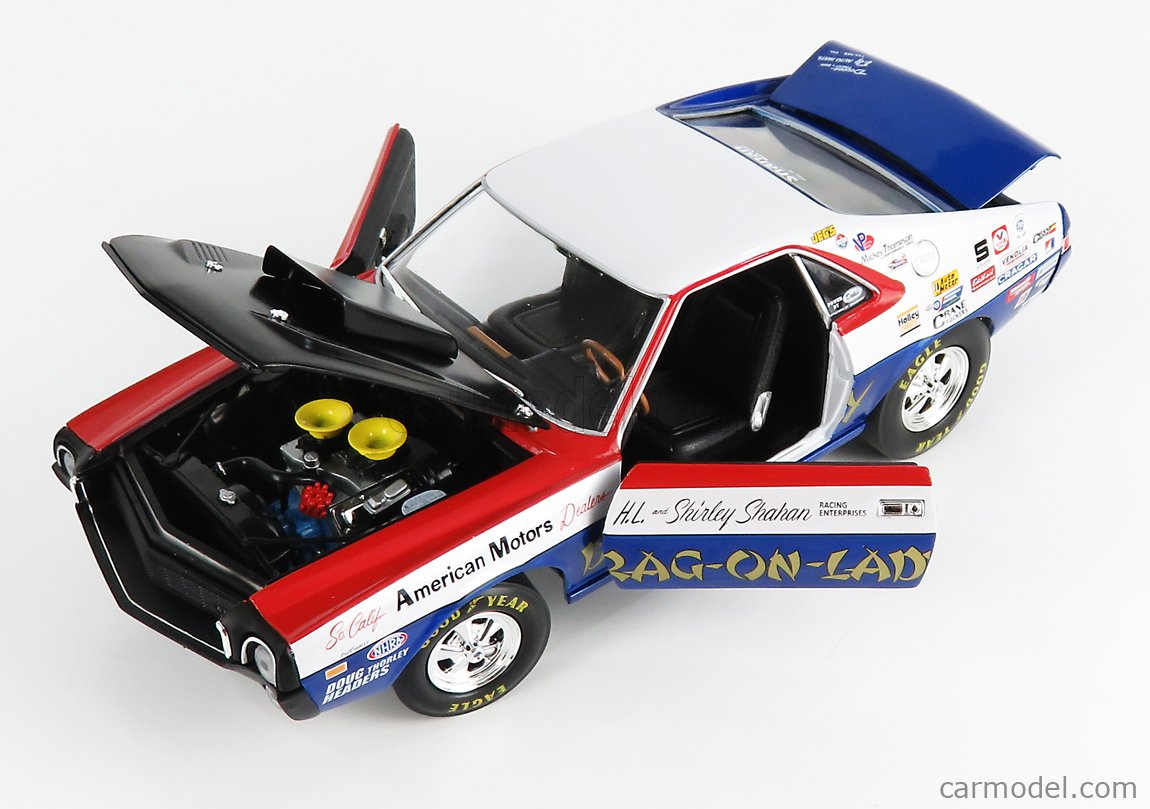 AUTOWORLD AW267/06 Scale 1/18 | AMC AMX DRAG-ON-LADY 1969 WHITE RED BLUE