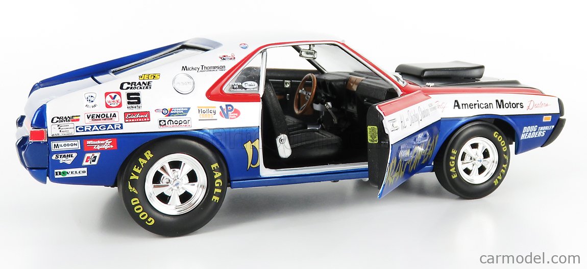 AUTOWORLD AW267/06 Scale 1/18 | AMC AMX DRAG-ON-LADY 1969 WHITE RED BLUE