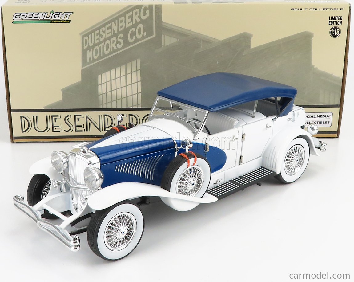 取扱店舗限定アイテム Duesenberg II SJ Blue and White 1/18 Diecast Model Car by ...