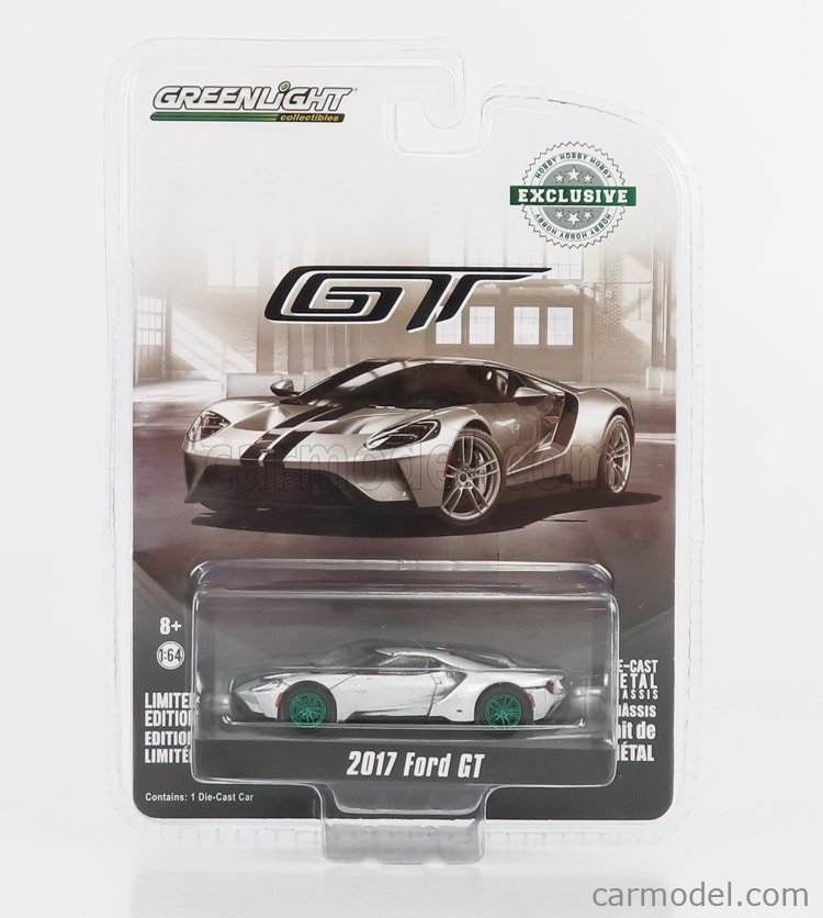 GREENLIGHT 29992-GRE Scale 1/64 | FORD USA GT 2017 - GREEN WHEELS SILVER