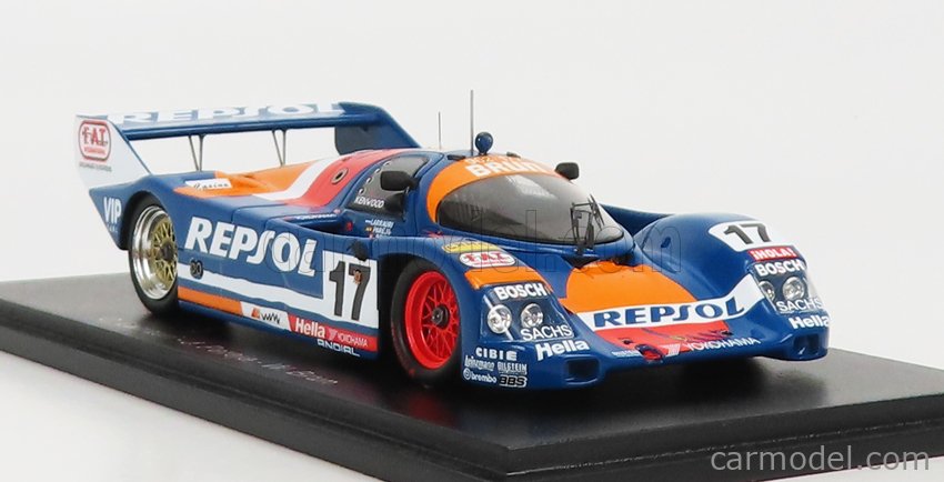 SPARK-MODEL S9975 Scale 1/43 | PORSCHE 962C 3.2L TURBO FLAT-6 TEAM REPSOL BRUN MOTORSPORT N 17 ...