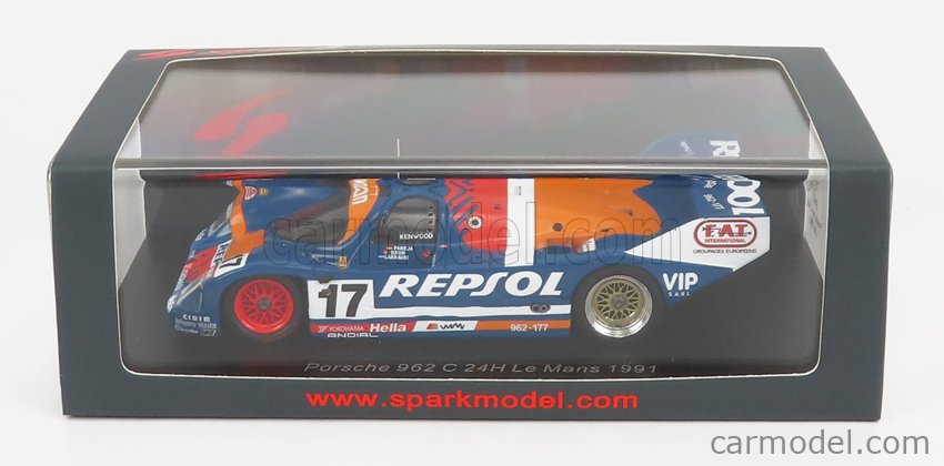 SPARK-MODEL S9975 Scale 1/43 | PORSCHE 962C 3.2L TURBO FLAT-6 TEAM REPSOL BRUN MOTORSPORT N 17 ...