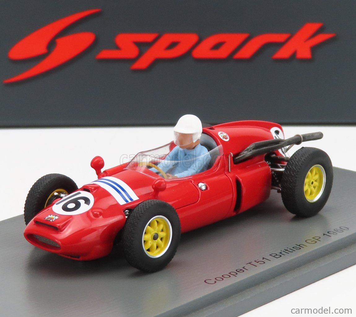 SPARK-MODEL S8054 Scale 1/43 | COOPER F1 T51 N 16 BRITISH GP 1960 M.GREGORY RED