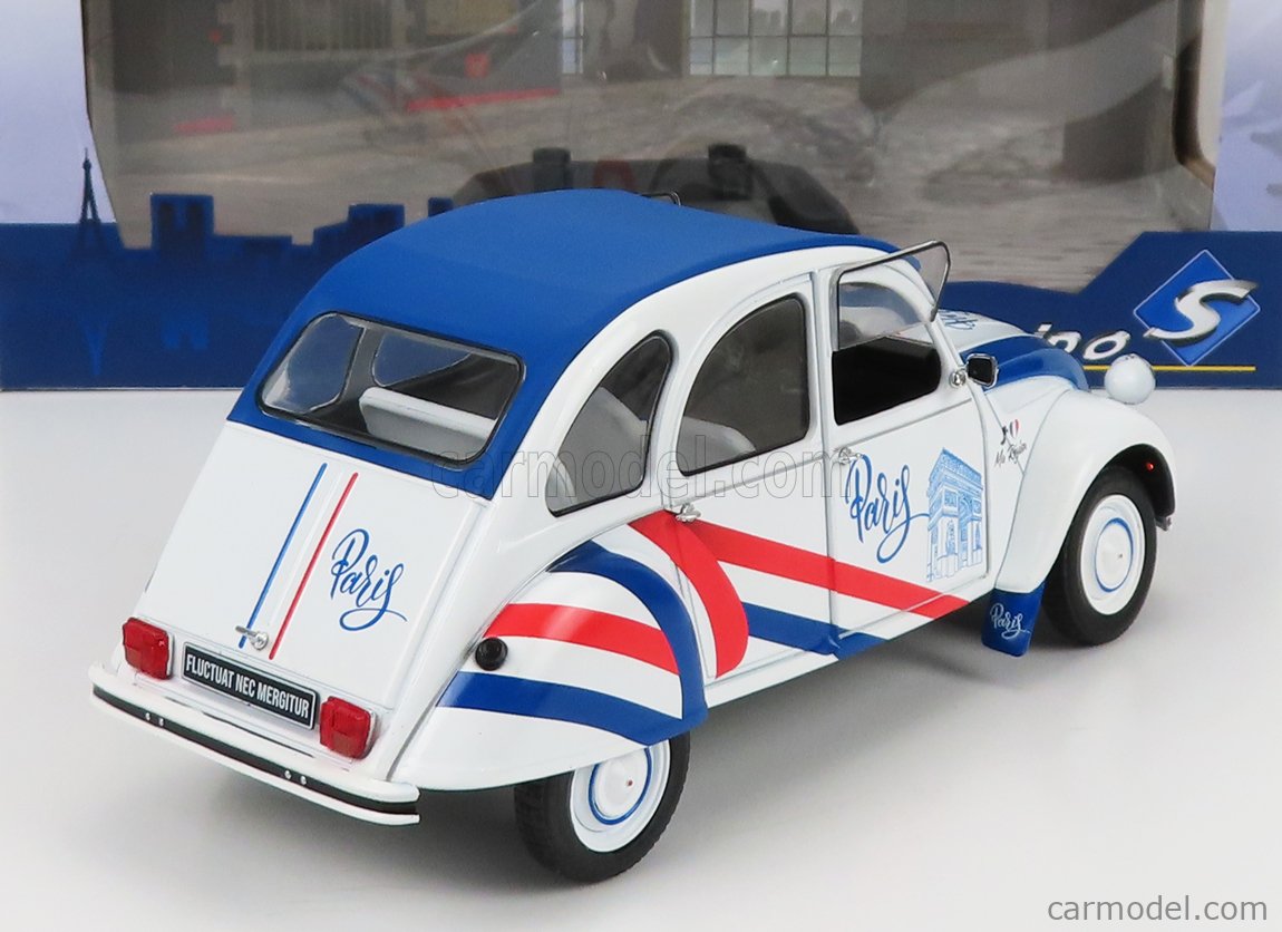 SOLIDO 1805018 Scale 1/18 | CITROEN 2CV 6 REGION PARIS 1982 WHITE BLUE RED