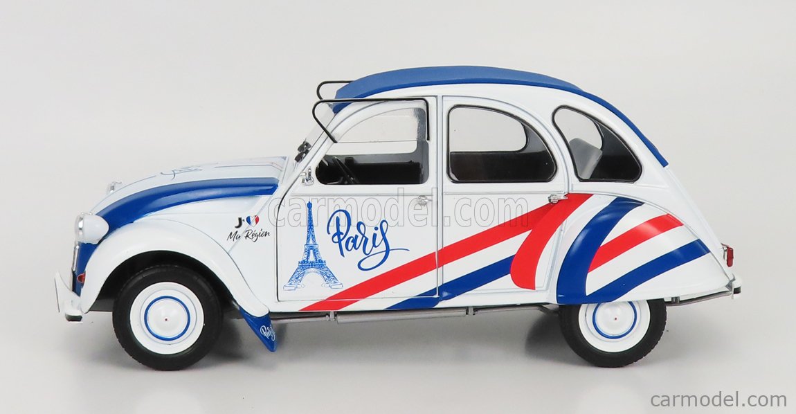 SOLIDO 1805018 Escala 1/18 | CITROEN 2CV 6 REGION PARIS 1982 WHITE BLUE RED