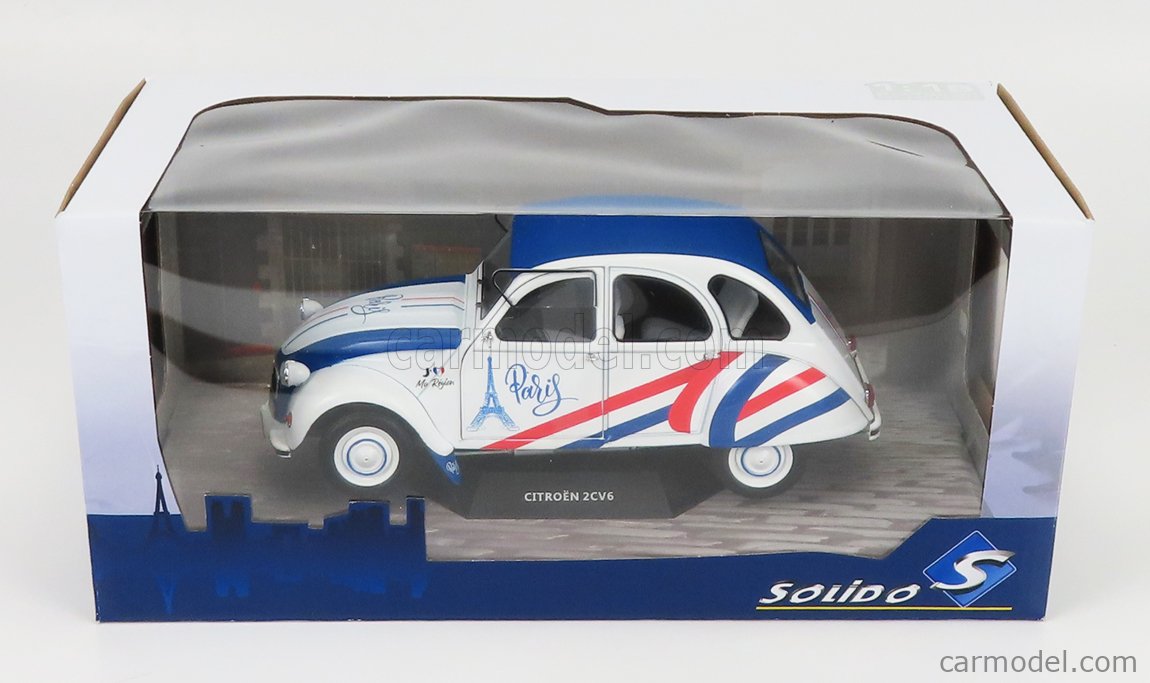 SOLIDO 1805018 Scale 1/18 | CITROEN 2CV 6 REGION PARIS 1982 WHITE BLUE RED