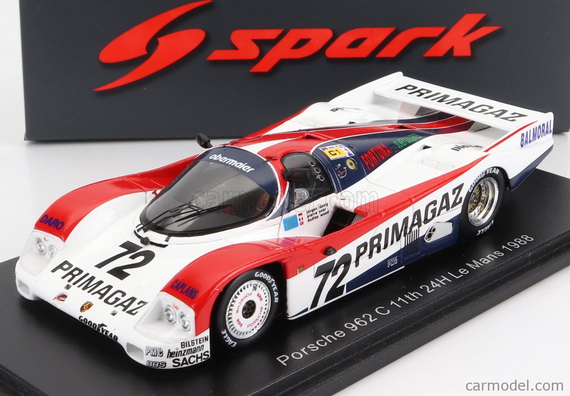 SPARK-MODEL S9874 Scale 1/43 | PORSCHE 962C 2.8L TEAM PRIMAGAZ COMPETITION N 72 24h LE MANS 1988 ...