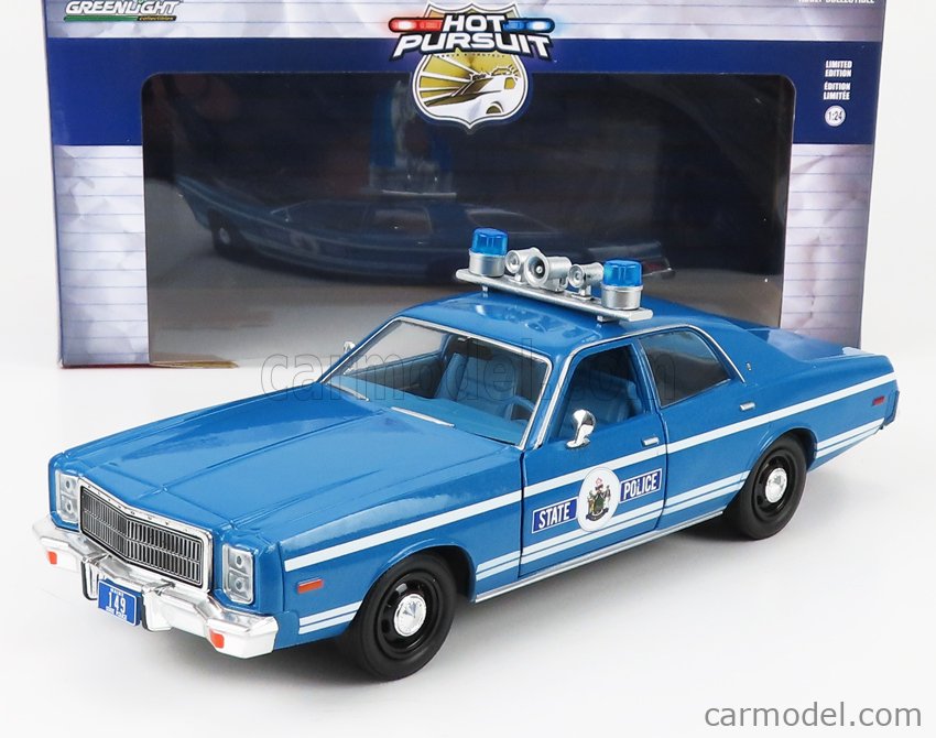 GREENLIGHT 85562 Escala 1/24 | PLYMOUTH FURY MAINE STATE POLICE 1978 BLUE