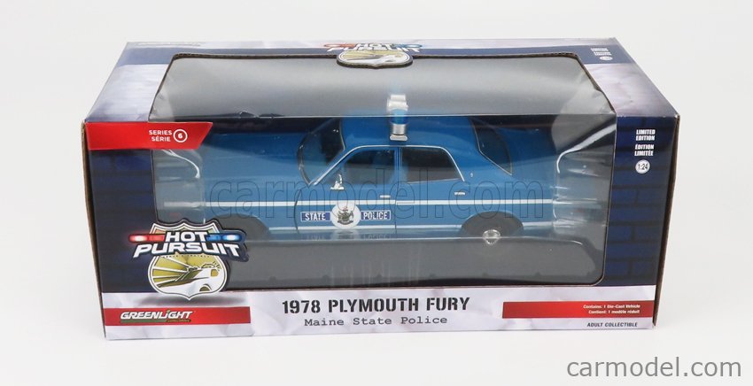 GREENLIGHT 85562 Escala 1/24 | PLYMOUTH FURY MAINE STATE POLICE 1978 BLUE