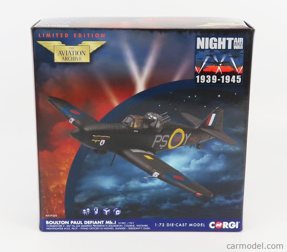 CORGI AA39306 Scale 1/72 | BOULTON PAUL DEFIANT MKI N1B01/PS-Y AIRPLANE ...