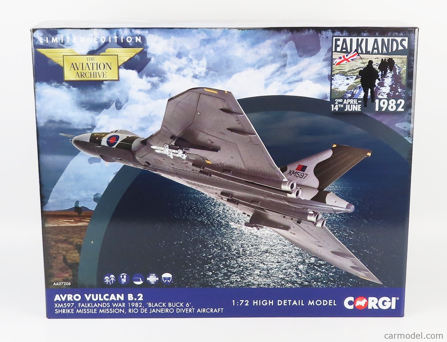 CORGI AA27206 Scale 1/72 | AVRO B2 XM597 VULCAN AIRPLANE BLACK BUCK 6 ...