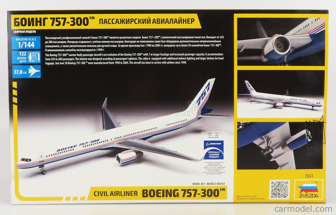ZVEZDA 7041 Escala 1/144 | BOEING 757-300 AIRPLANE CIVIL AIRLINER 1982