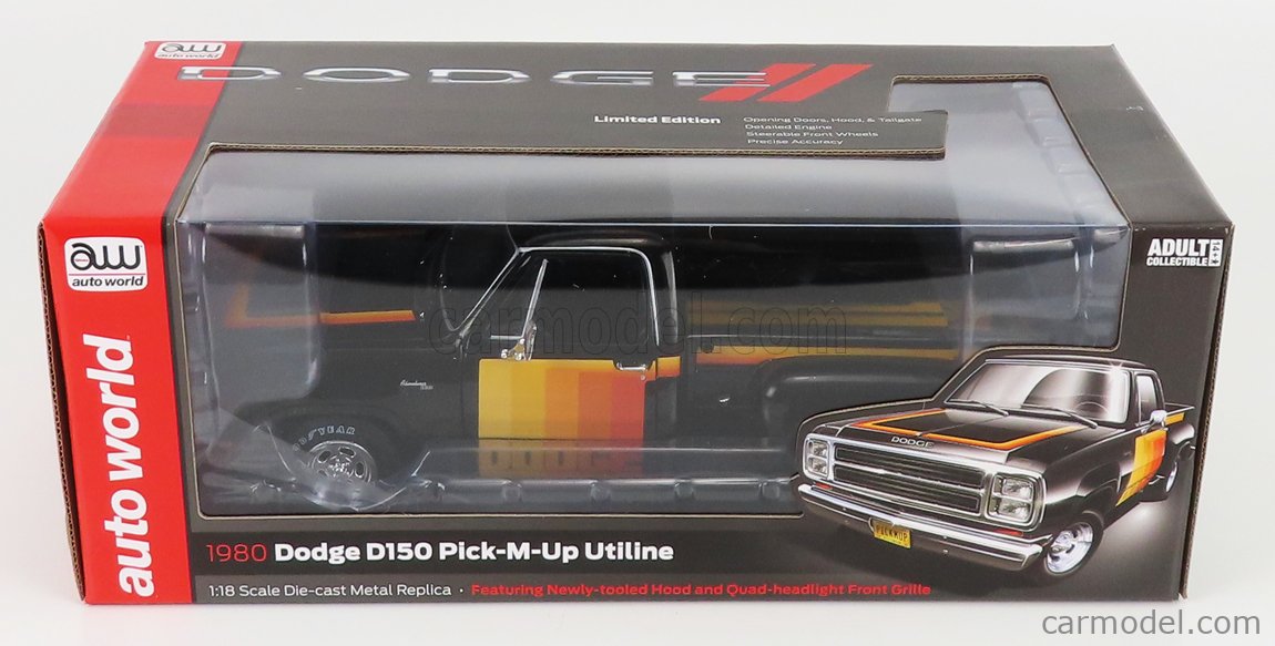 AUTOWORLD AW291/06 Scale 1/18 | DODGE D150 PICK-UP UTILINE 1980 BLACK ...