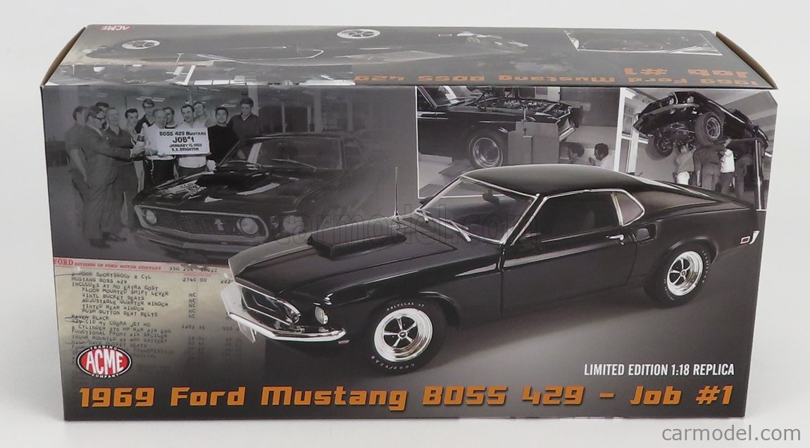 ACME-MODELS A1801859 Scale 1/18 | FORD USA MUSTANG 429 COUPE 1969 BLACK