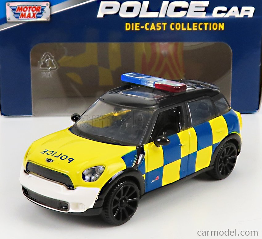 MOTOR-MAX 79490 Scale 1/43 | MINI COOPER COUNTRYMAN POLICE 2011 YELLOW BLUE